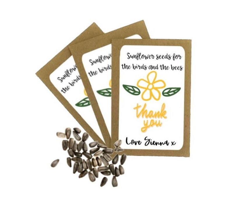 Personalised Thank You Seed Packets Envelopes | Sunflower Seeds | Thank ...