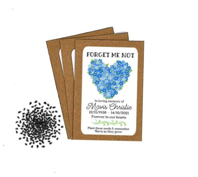 Personalised Funeral Forget Me Not Flower Seed Packets Envelopes ...