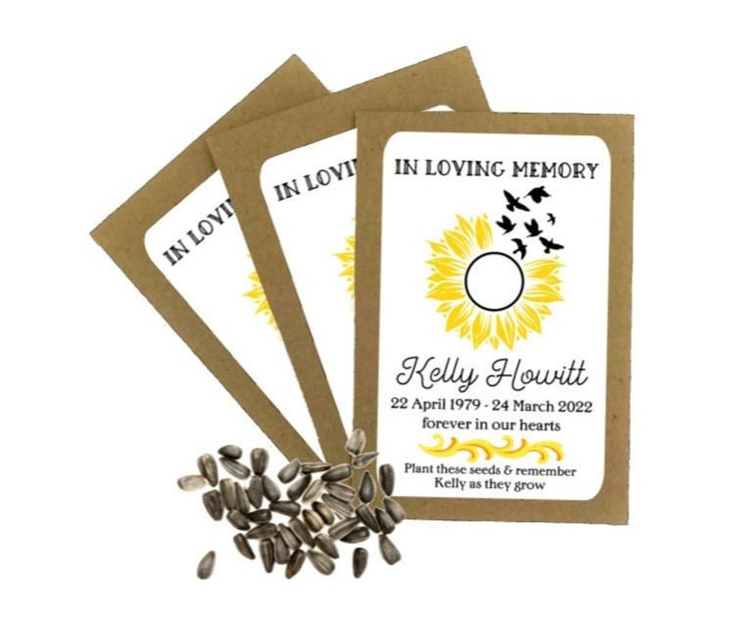 Personalised Funeral Sunflower Seed Packets Envelopes With Seeds ...