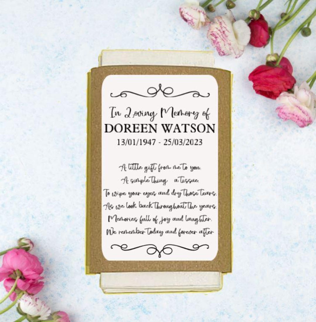 Personalised Funeral Tissues for Memorial Services – Custom Printed ...