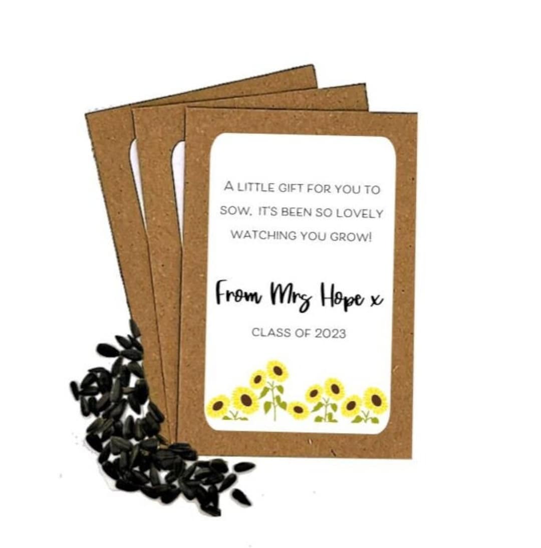 Personalised Teacher Seed Packets Envelopes With Sunflower Seeds End of ...