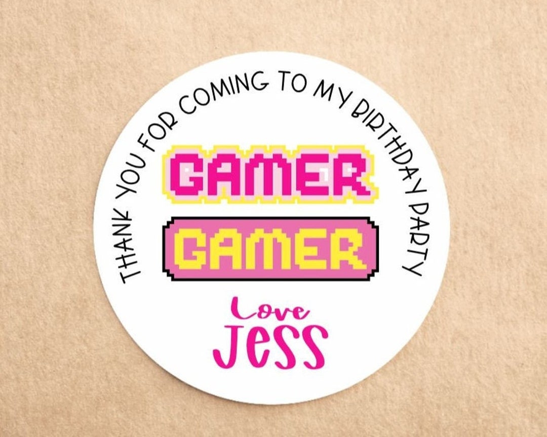Personalised Girls Gamer Birthday Stickers | Thank You Stickers ...
