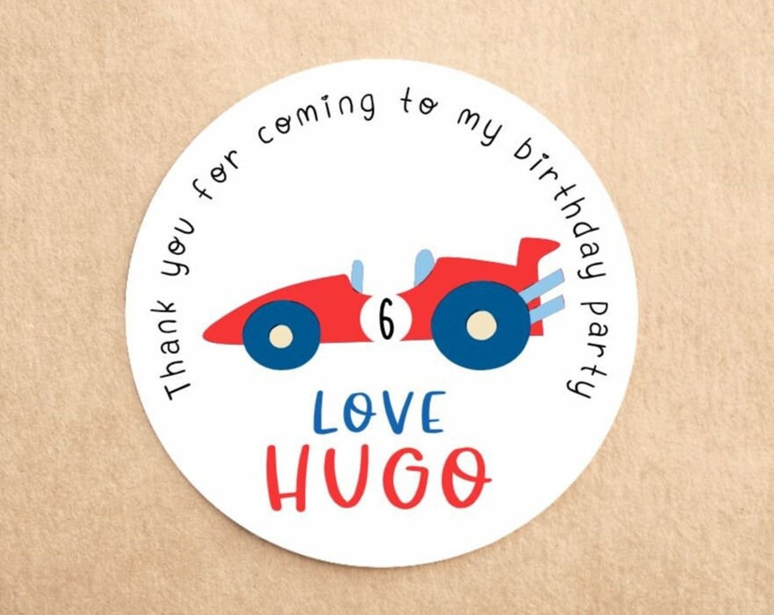 Personalised Racing Car Birthday Stickers Thank You Stickers - Etsy