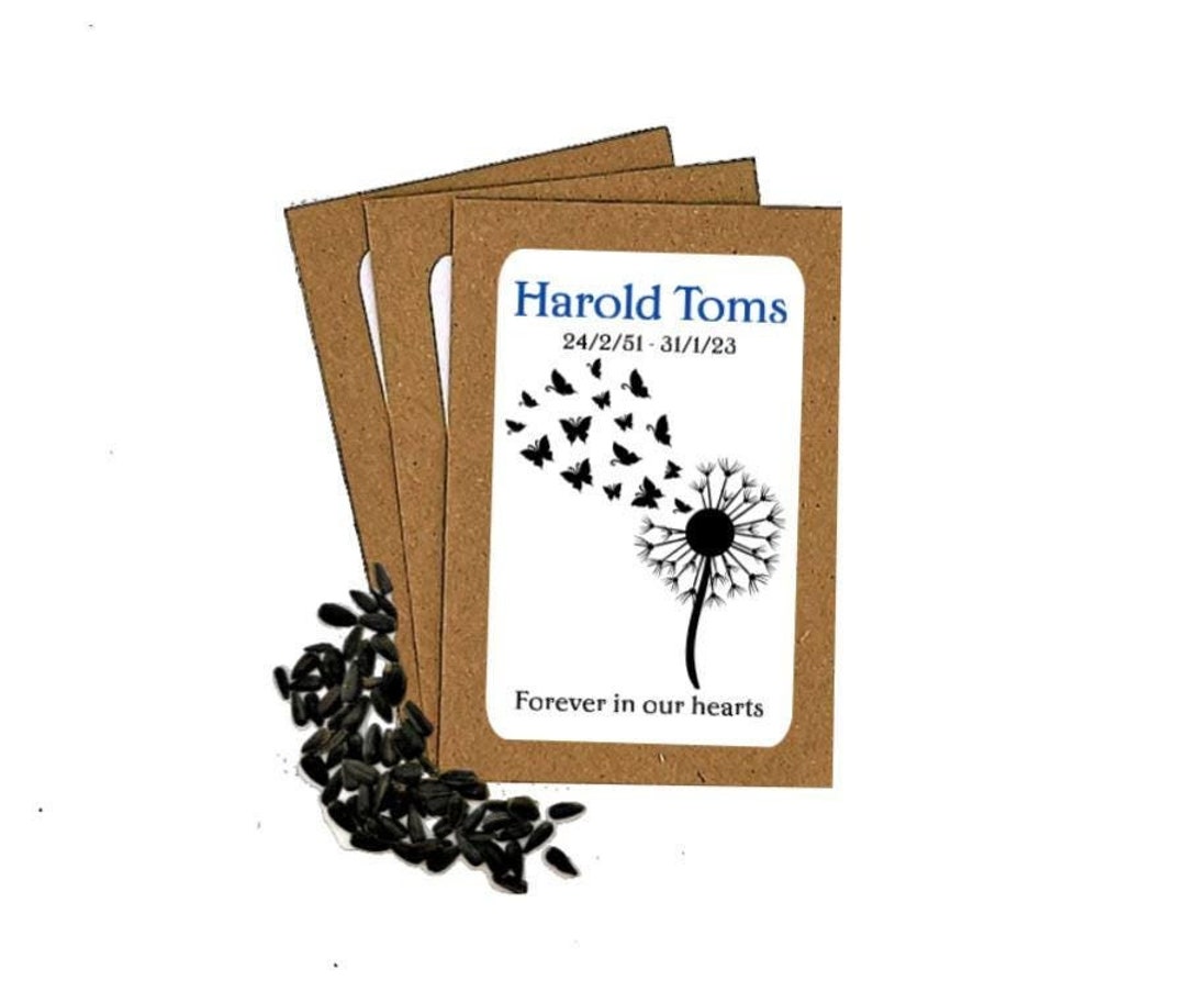Personalised Funeral Sunflower Seed Packets Envelopes With Seeds ...
