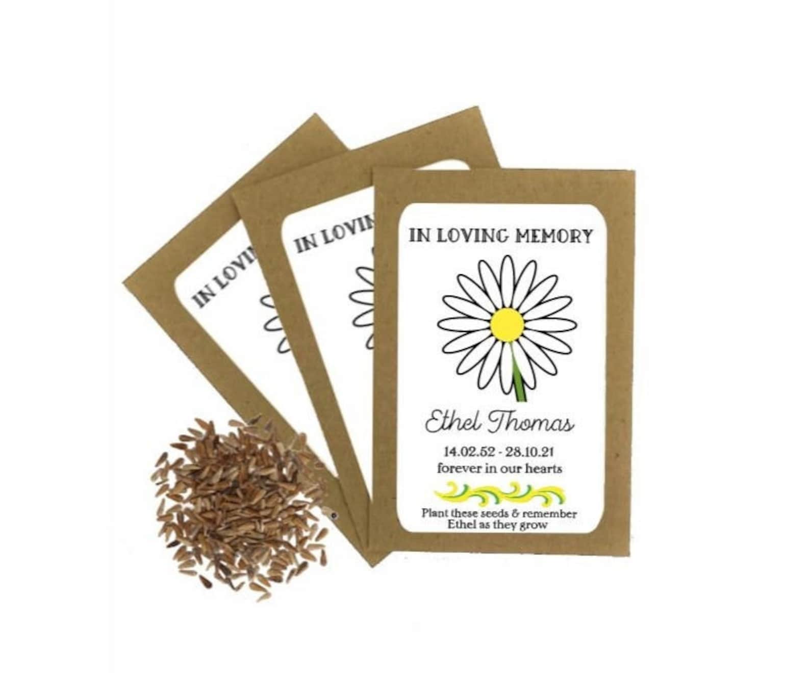 Personalised Funeral Daisy Flower Seed Packets Envelopes With Seeds ...