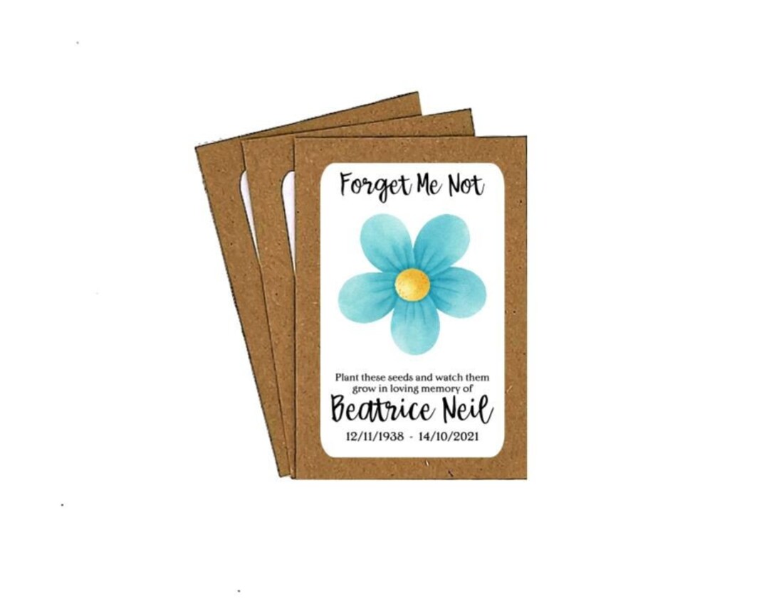 Personalised Forget Me Not Seeds Funeral Favours Packets Envelopes With ...