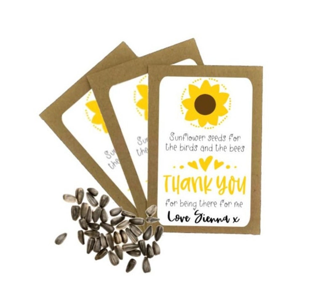 Personalised Thank You Friend Seed Packets Envelopes | Sunflower Seeds ...