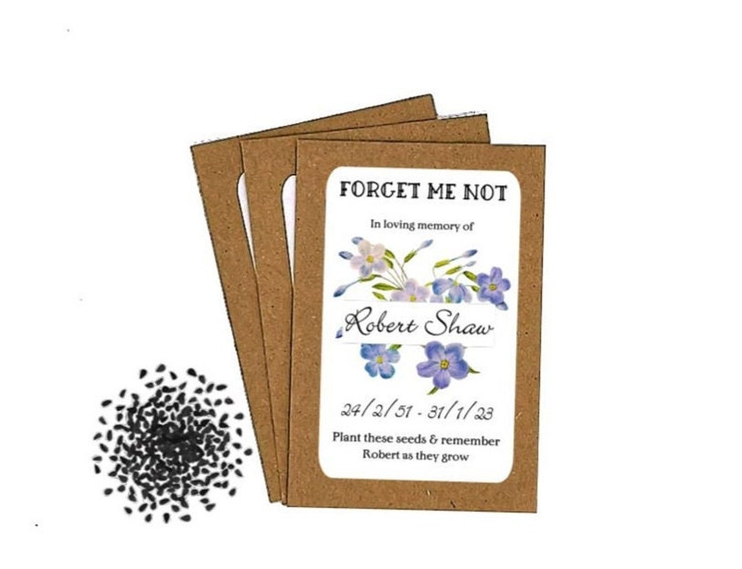 Forget Me Not Personalised Funeral Favours Flower Seed Packets ...