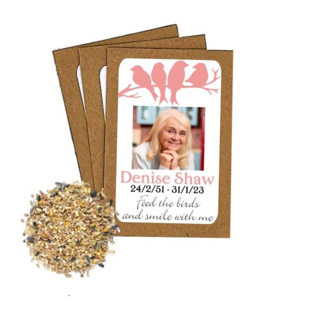 Personalised Funeral Bird Seed Packets Envelopes With Bird Food ...