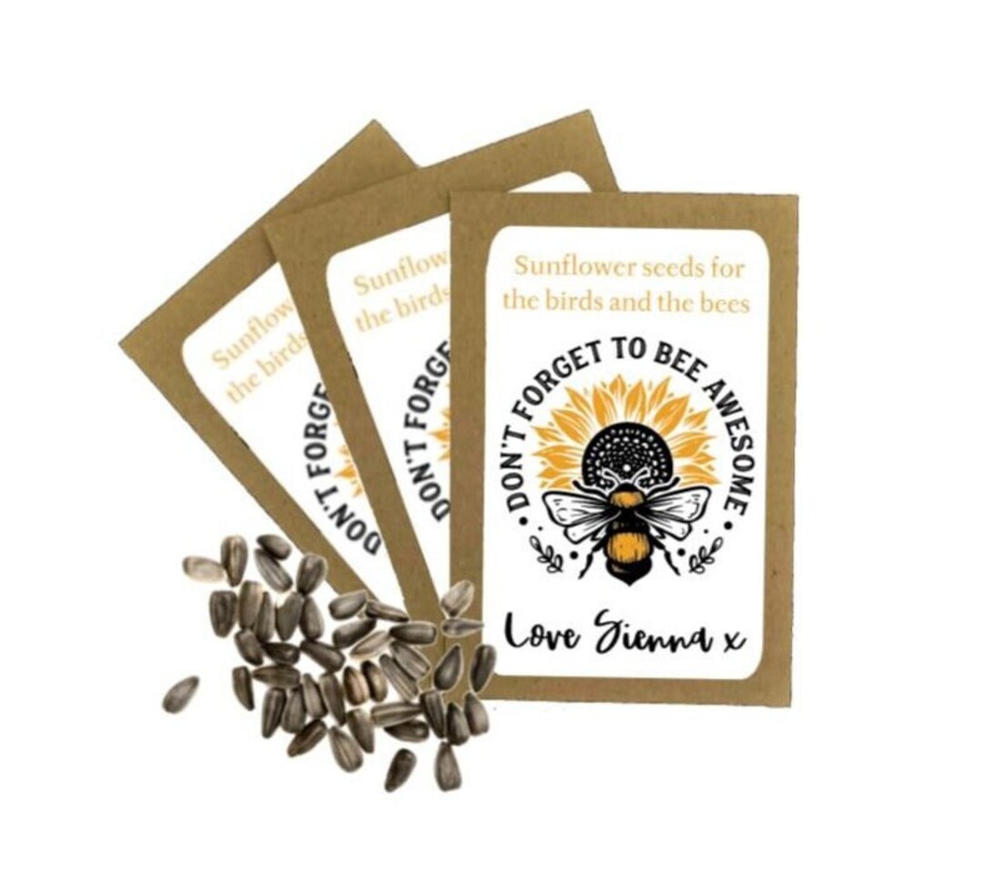Personalised Bee Awesome Thank You Seed Packets Envelopes | Sunflower ...