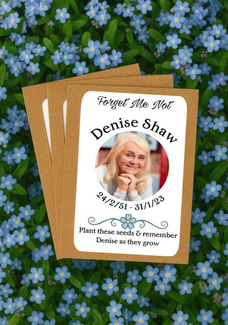 Personalised Funeral Remembrance Seeds • Forget Me Not Seed Favors ...
