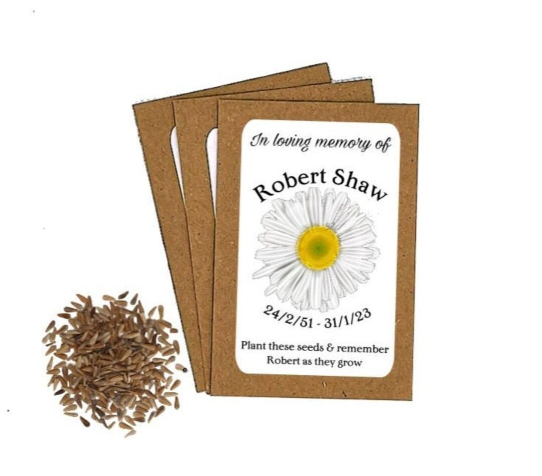 Funeral Remembrance Daisy Flower Seed Envelopes With Daisies ...