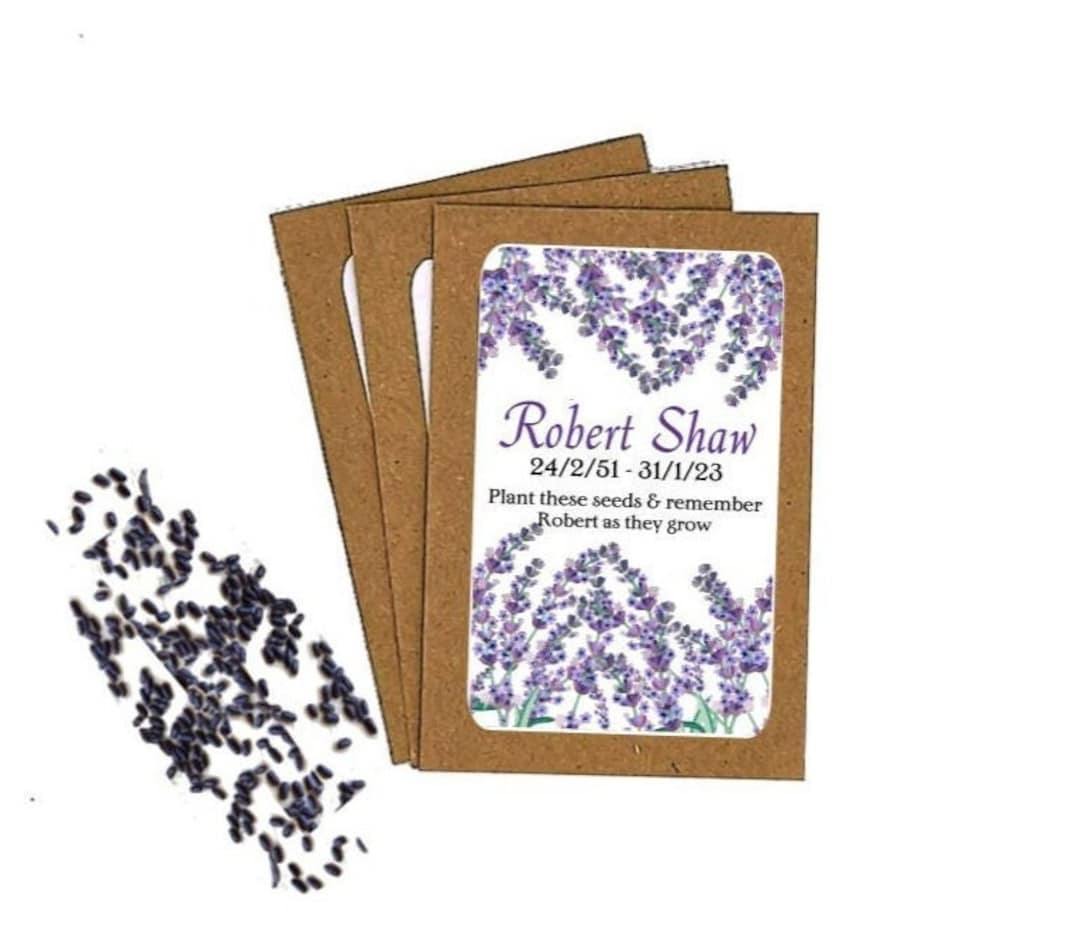 Personalised Funeral Lavender Seed Packets Envelopes With Seeds ...