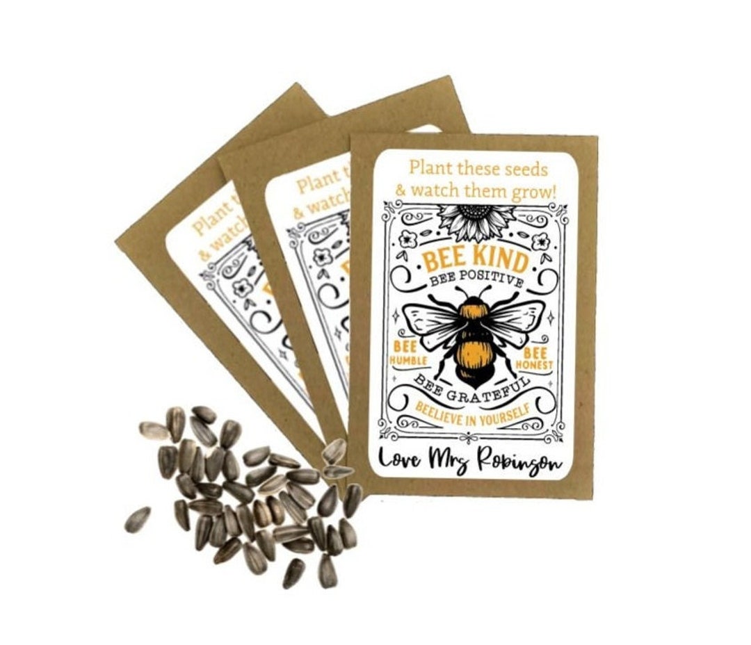 Personalised Bee Kind Proud Thank You Seed Packets Envelopes | Bee ...