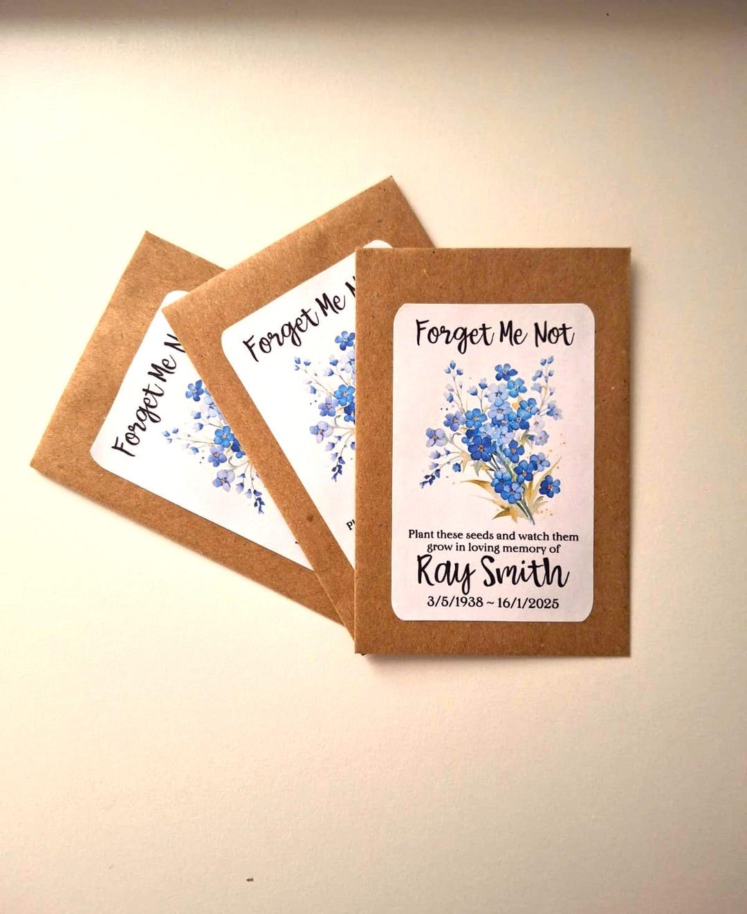 Personalised Funeral Forget Me Not Flower Seed Packets Envelopes With ...