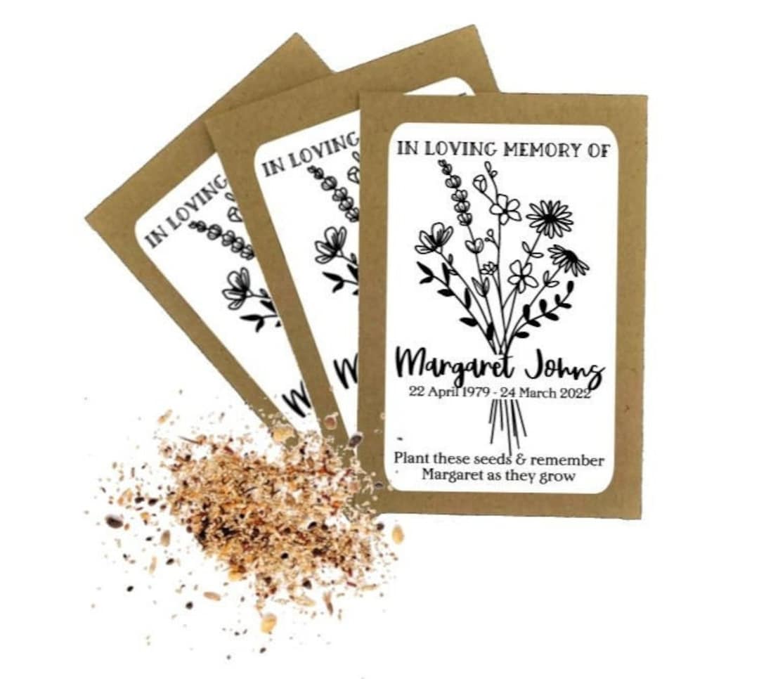 Personalised Wildflower Funeral Seeds Packets Envelopes With Seeds ...