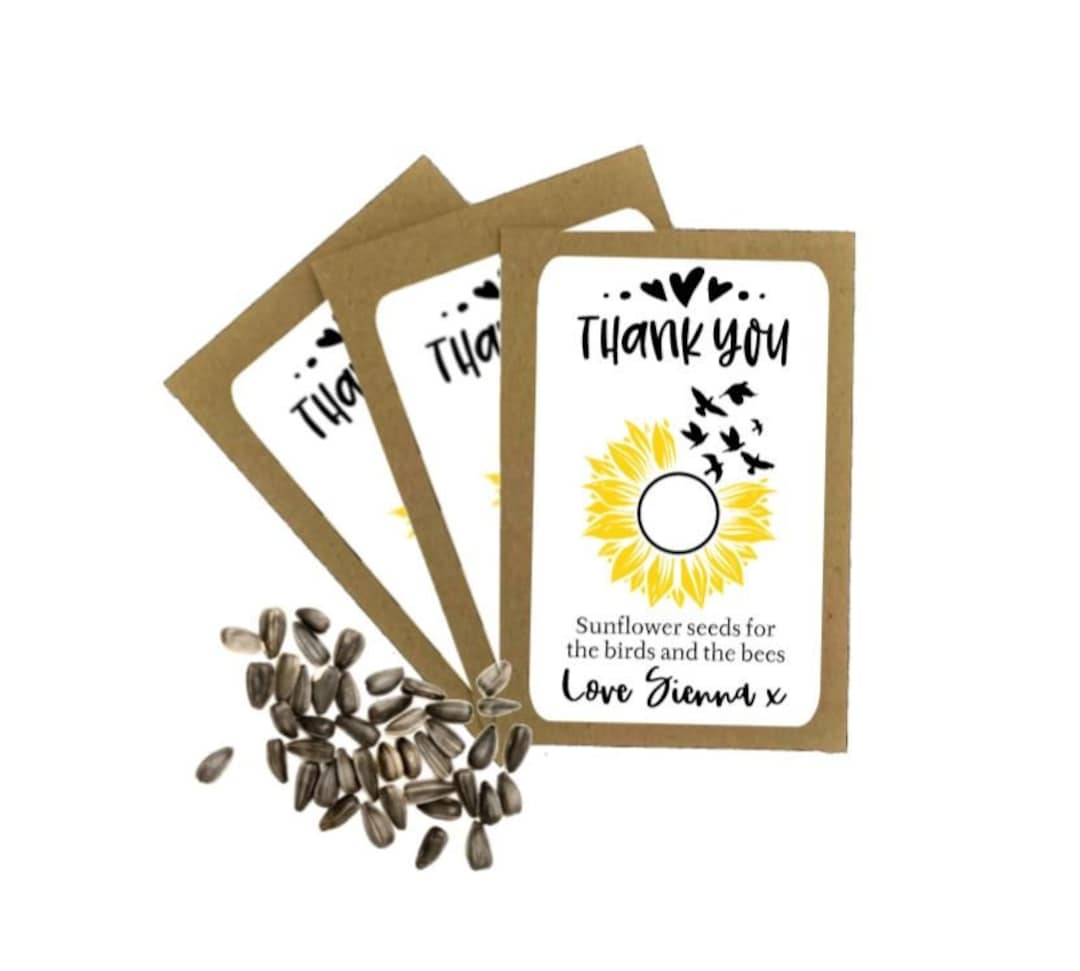 Personalised Thank You Seed Packets Envelopes | Sunflower Seeds | Thank ...