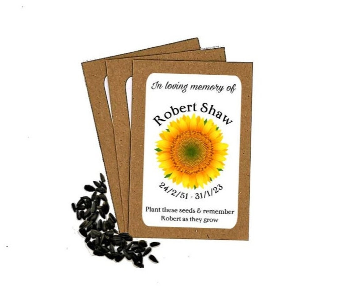 Personalised Funeral Sunflower Seed Packets Envelopes With Seeds ...