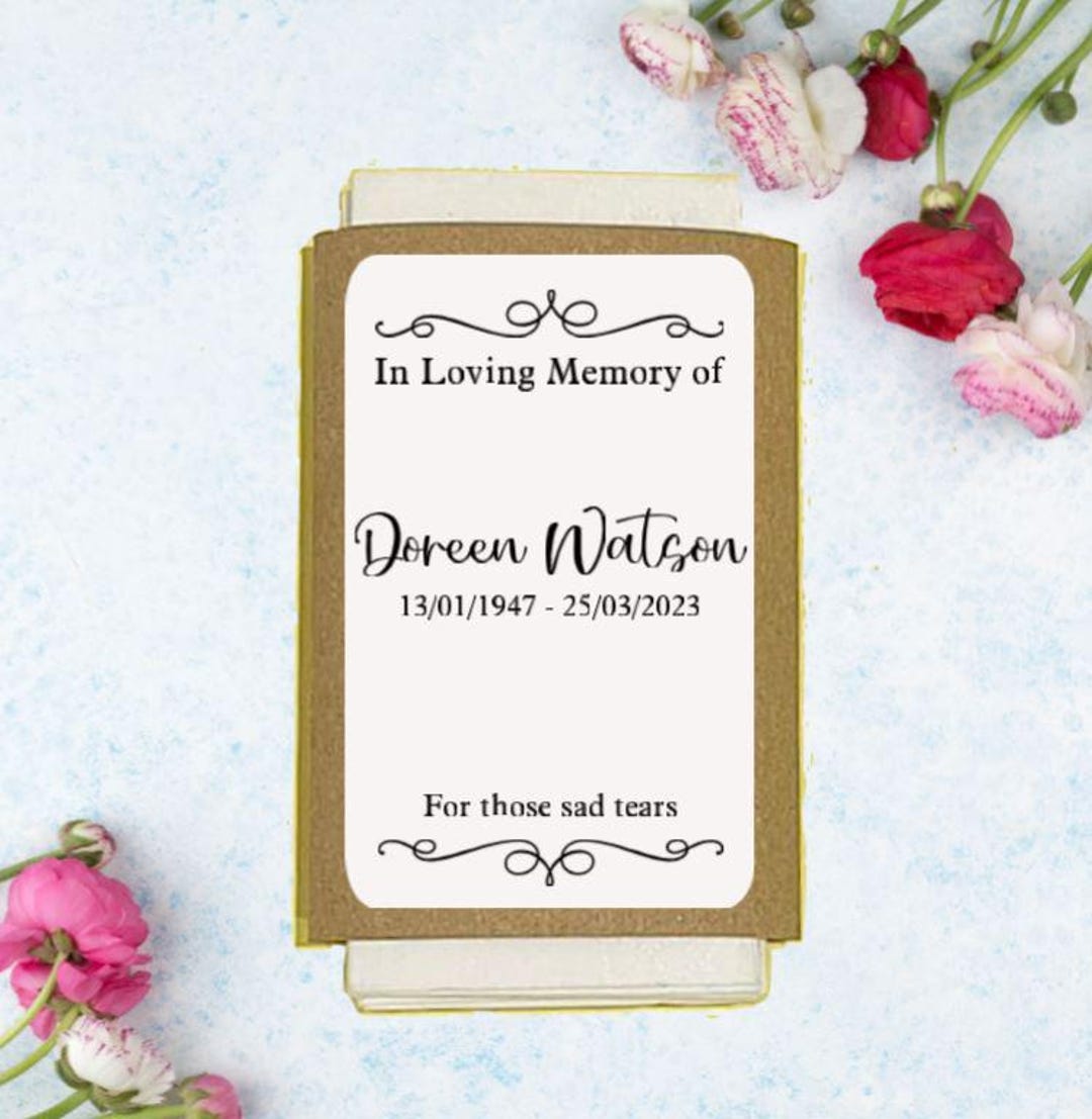 Personalised Funeral Tissues in Loving Memory Funeral Favours ...