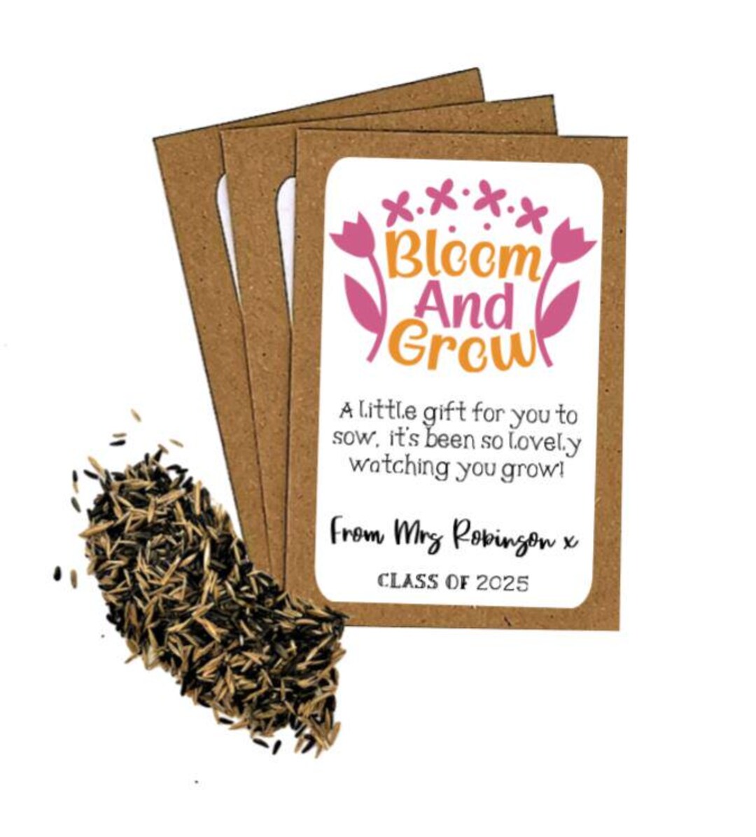 Personalised Bloom and Grow Teacher Seed Packets Envelopes With ...