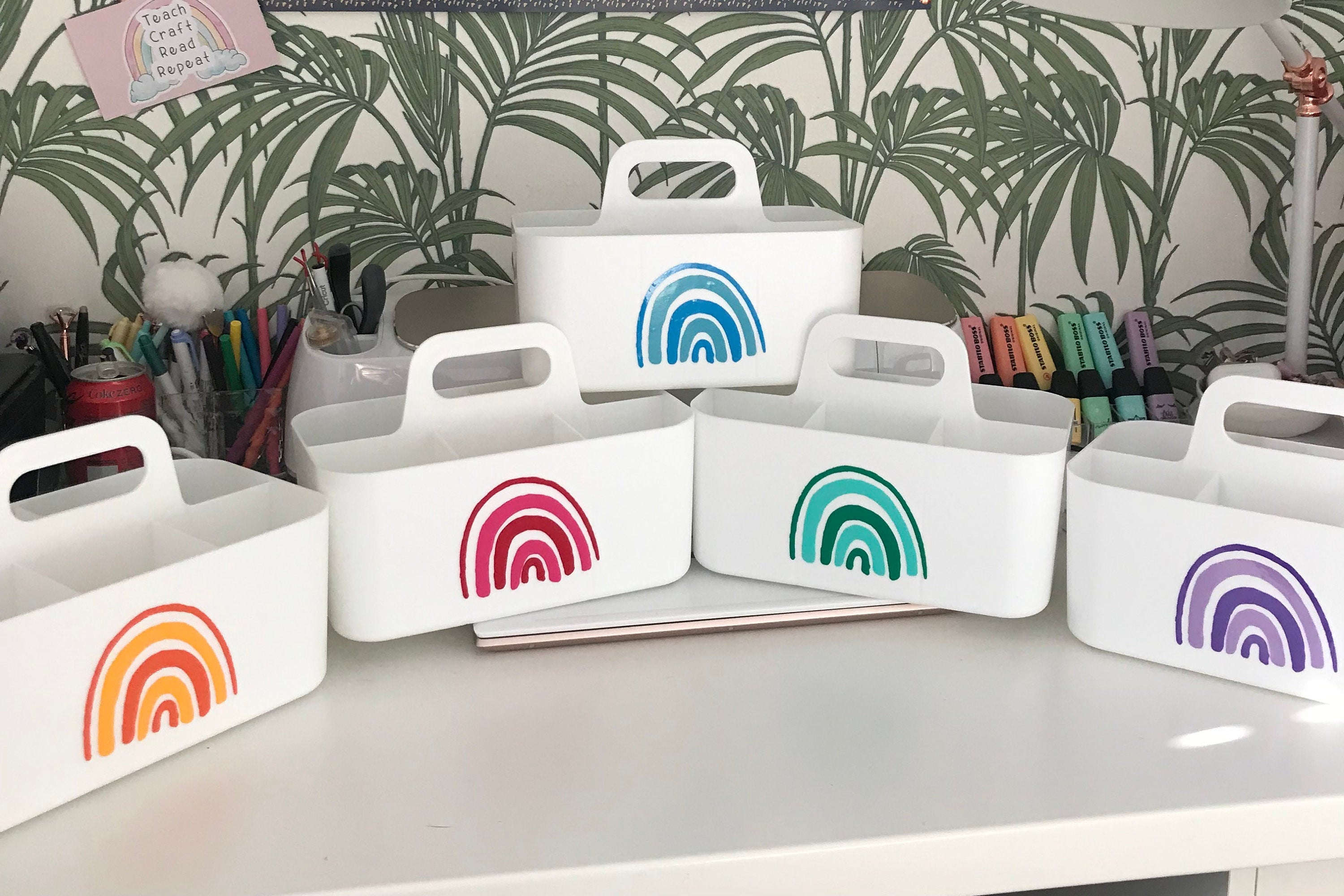 6 Rainbow vinyl decal sticker set Caddy not included | Etsy