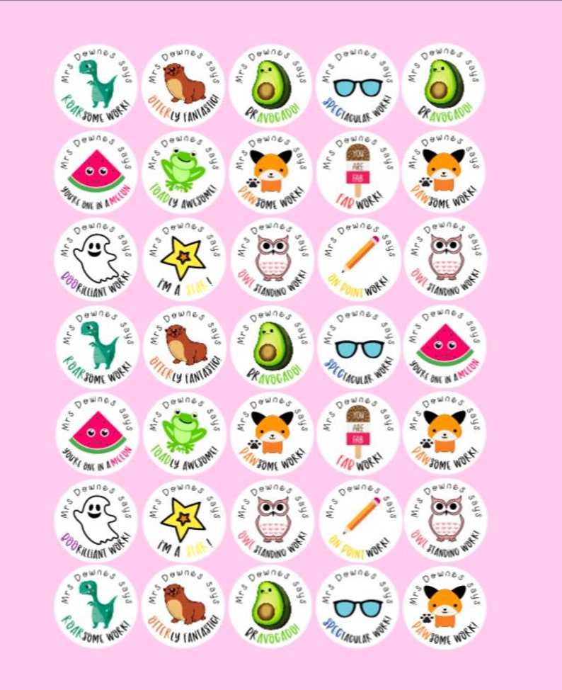 X35 Personalised Well Done Fun Pun TEACHER STICKERS - Teacher Rewards ...