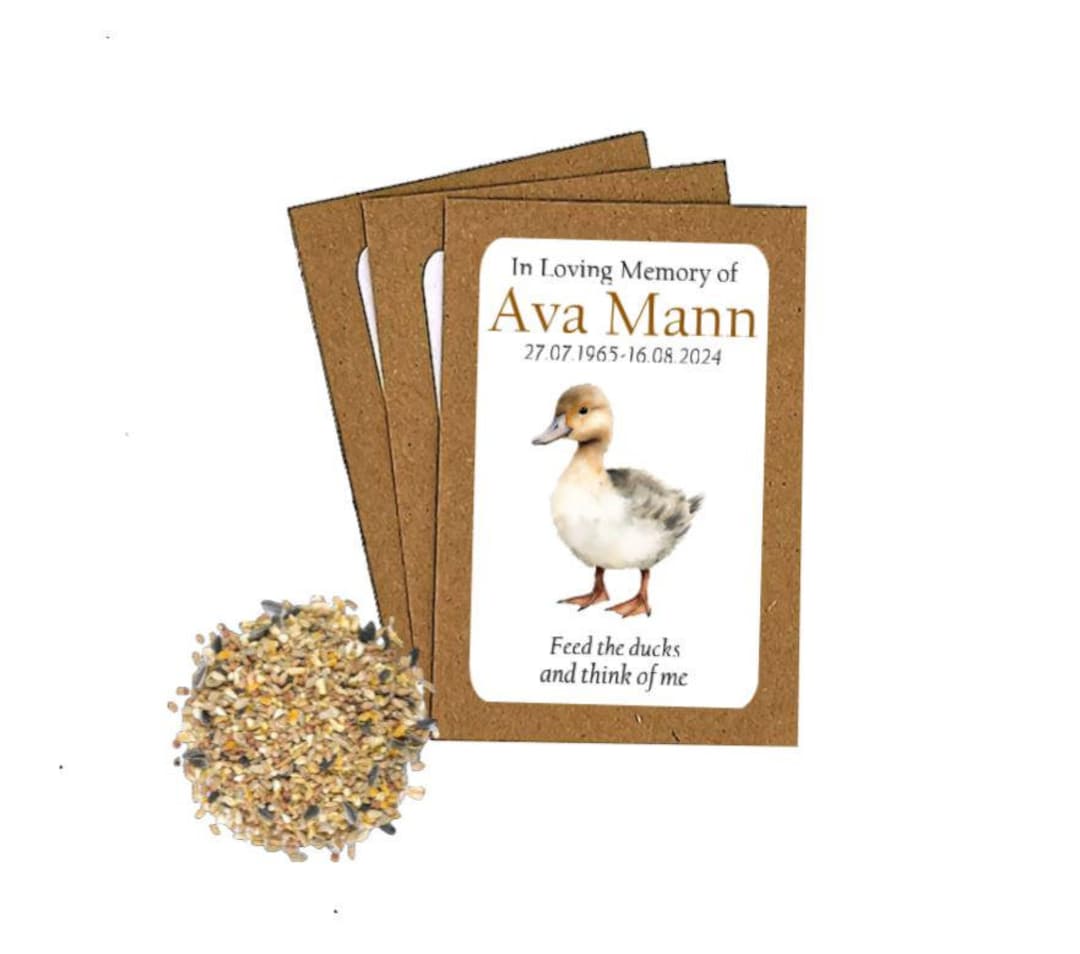 Personalised Funeral Duck Bird Seed Packets Envelopes With Duck Food ...