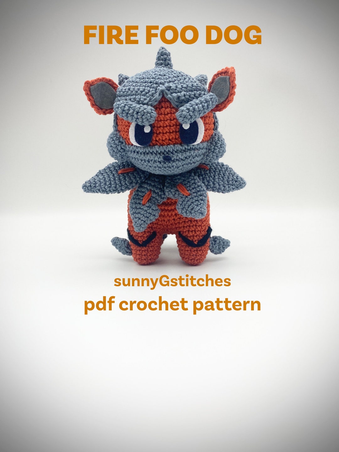 Fire Foo Dog Fu Dog Chinese Guardian Lion Shishi Amigurumi Crochet ...