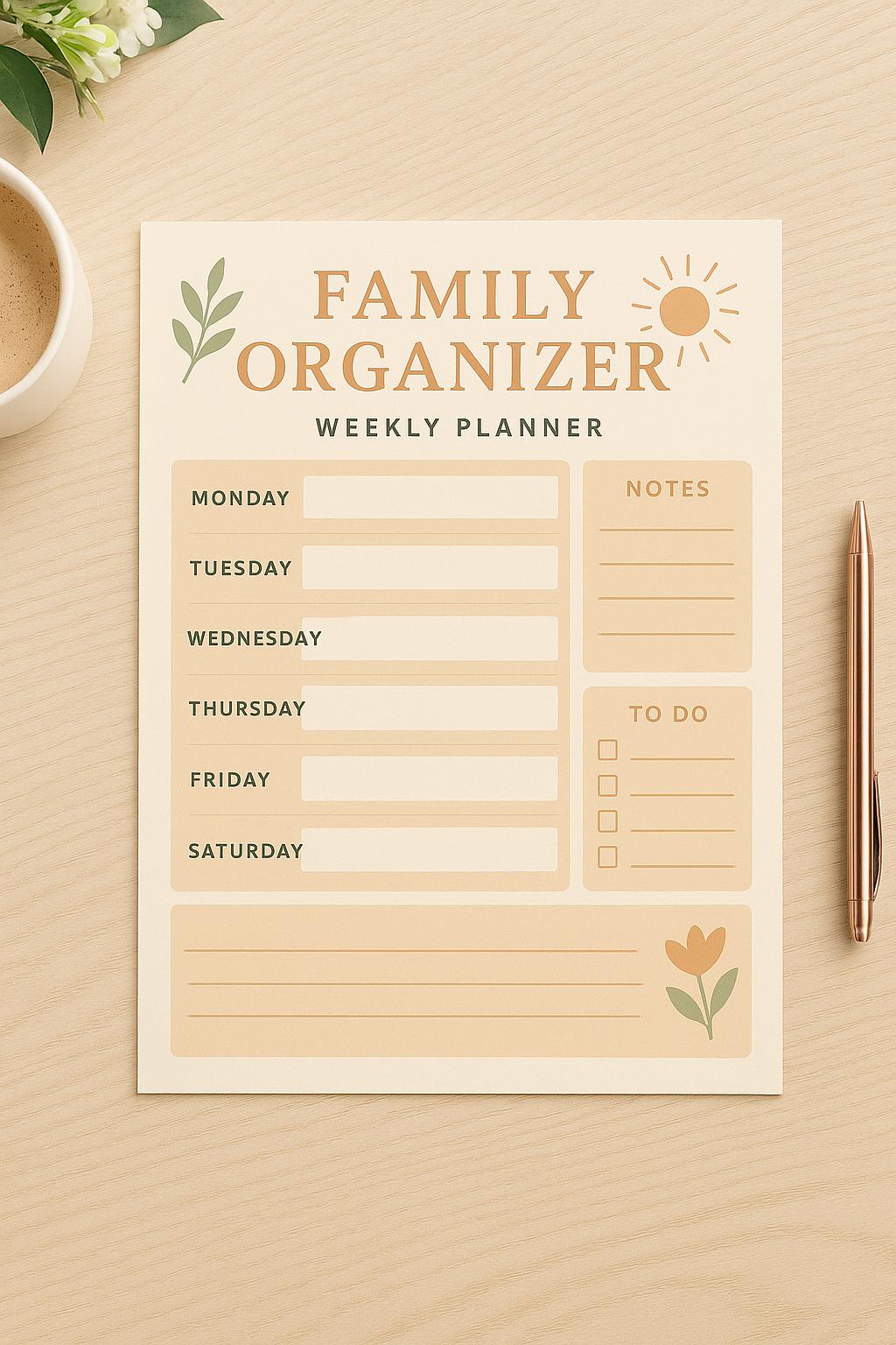 Minimalist Family Weekly Planner: Printable Organizer (digital Download ...