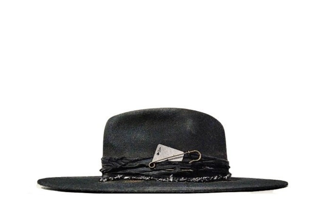 Custom Mens Rock N Roll Fedora Distressed, Western Gamblers Hat ...
