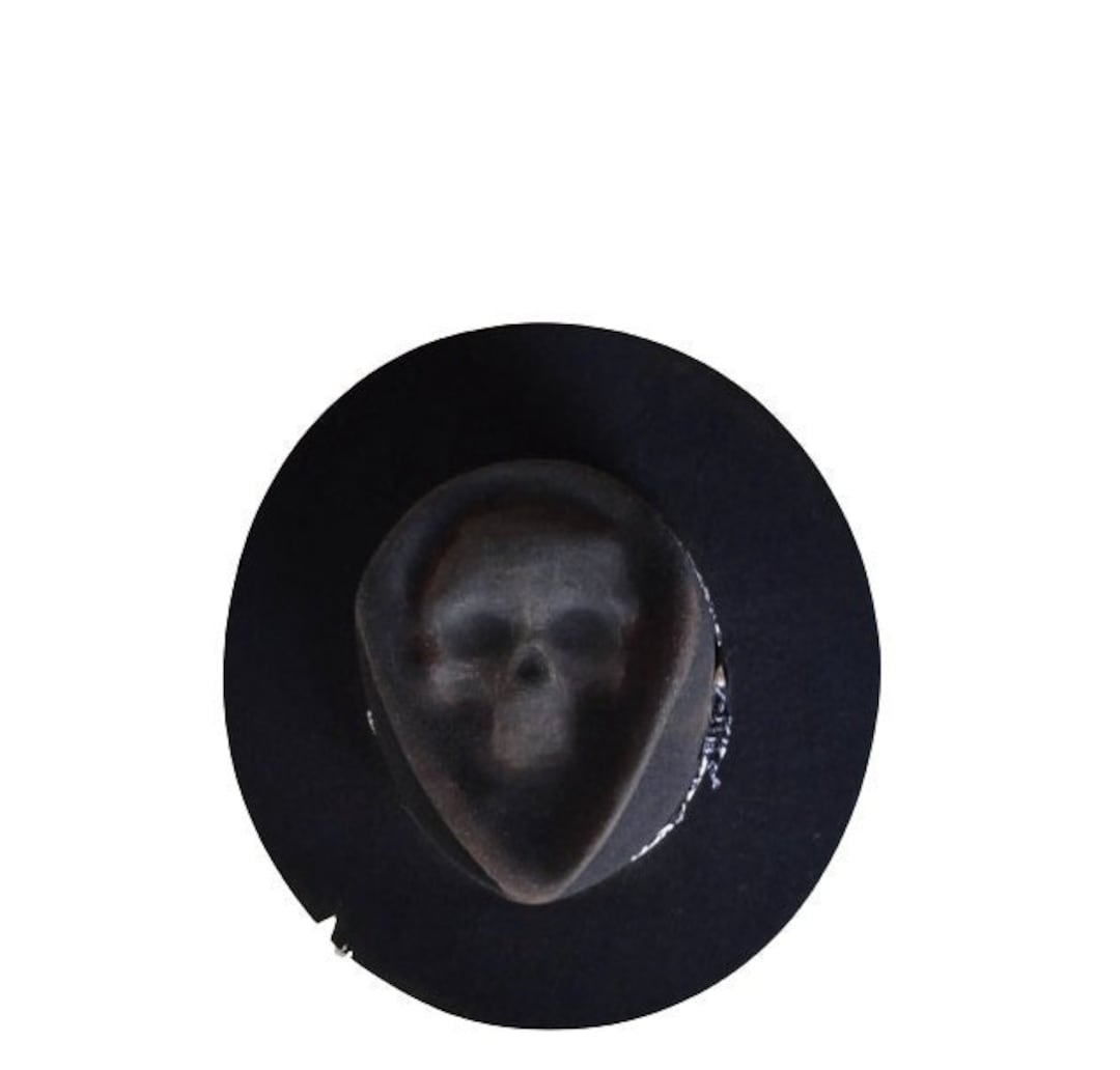 Custom Mens Goth Hat, Goth Cowboy Hat, One of a Kind Skull Cowboy Hat ...