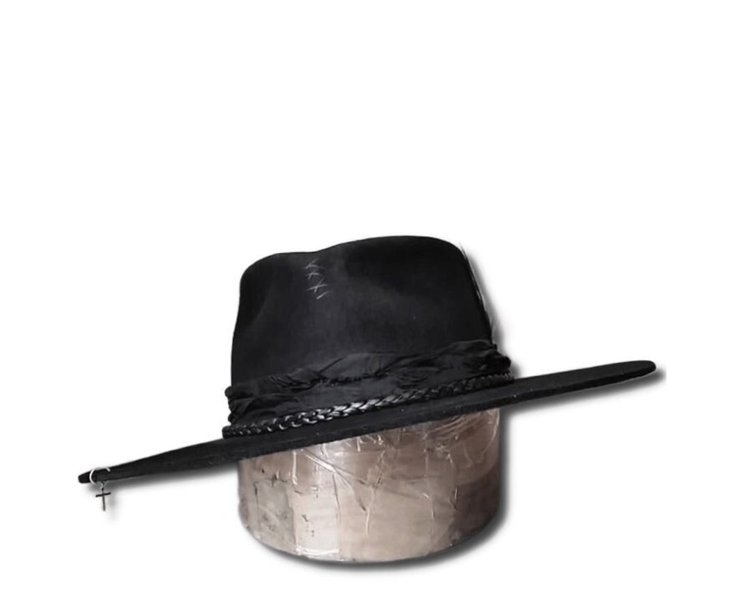 Custom Mens Goth Rock Hat, Wide Brim Mens Fedora, Alt Outfit, Goth West ...