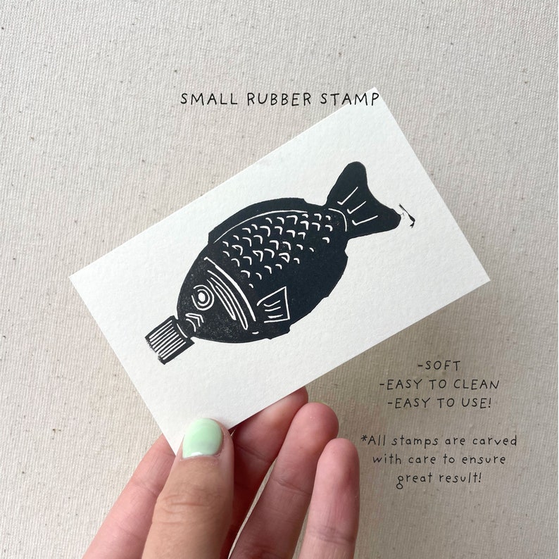 Soyasauce Fish Rubber Stamp Fish Stamp Handcarved Rubber Stamp Cute ...