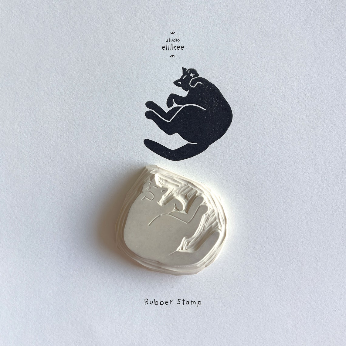 Sleeping Cat Rubber Stamp Hand Carved Rubber Stamp - Etsy