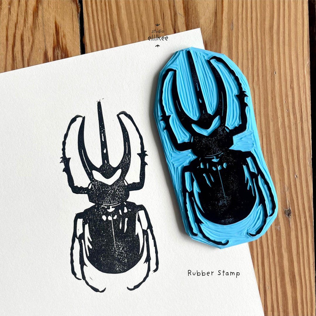 Rhino Beetle Rubber Stamp Insect Stamp Handcarved Rubber Stamp Cute ...