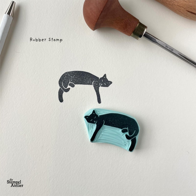 Cat Rubber Stamp - Etsy
