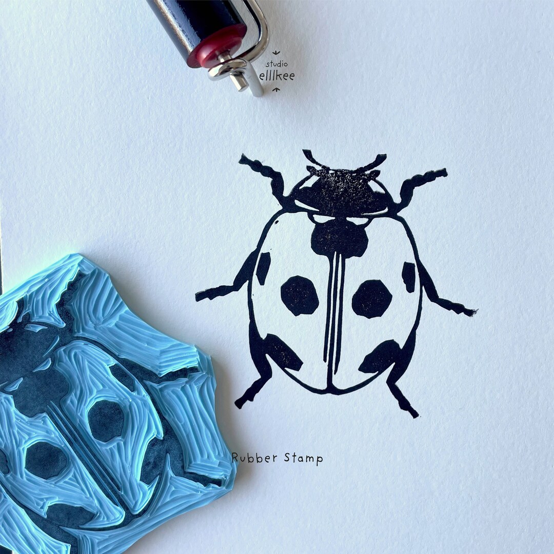 Ladybug Ladybird Beetle Rubber Stamp Insect Stamp Handcarved Rubber ...