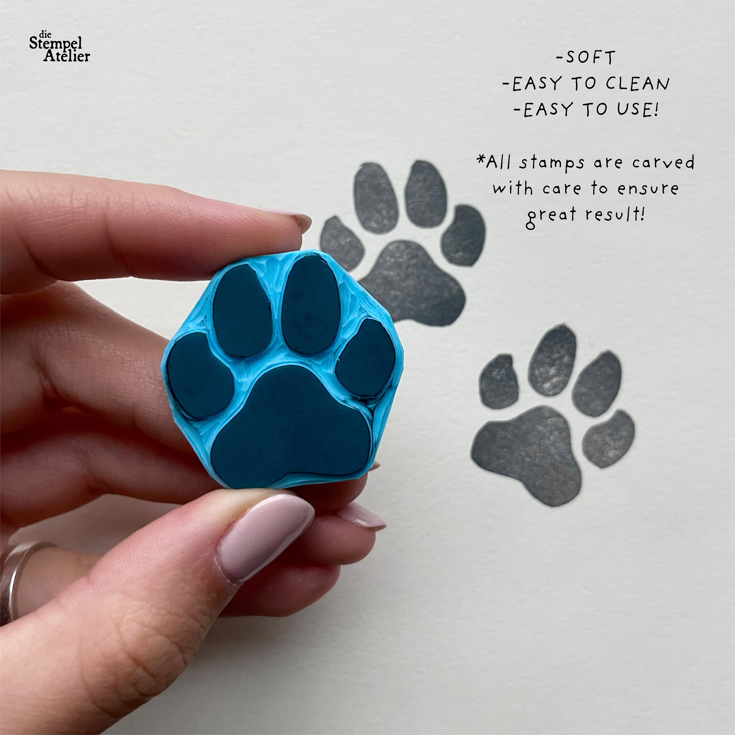 Cat Print Rubber Stamp Hand Carved Rubber Stamp Animal Paw - Etsy