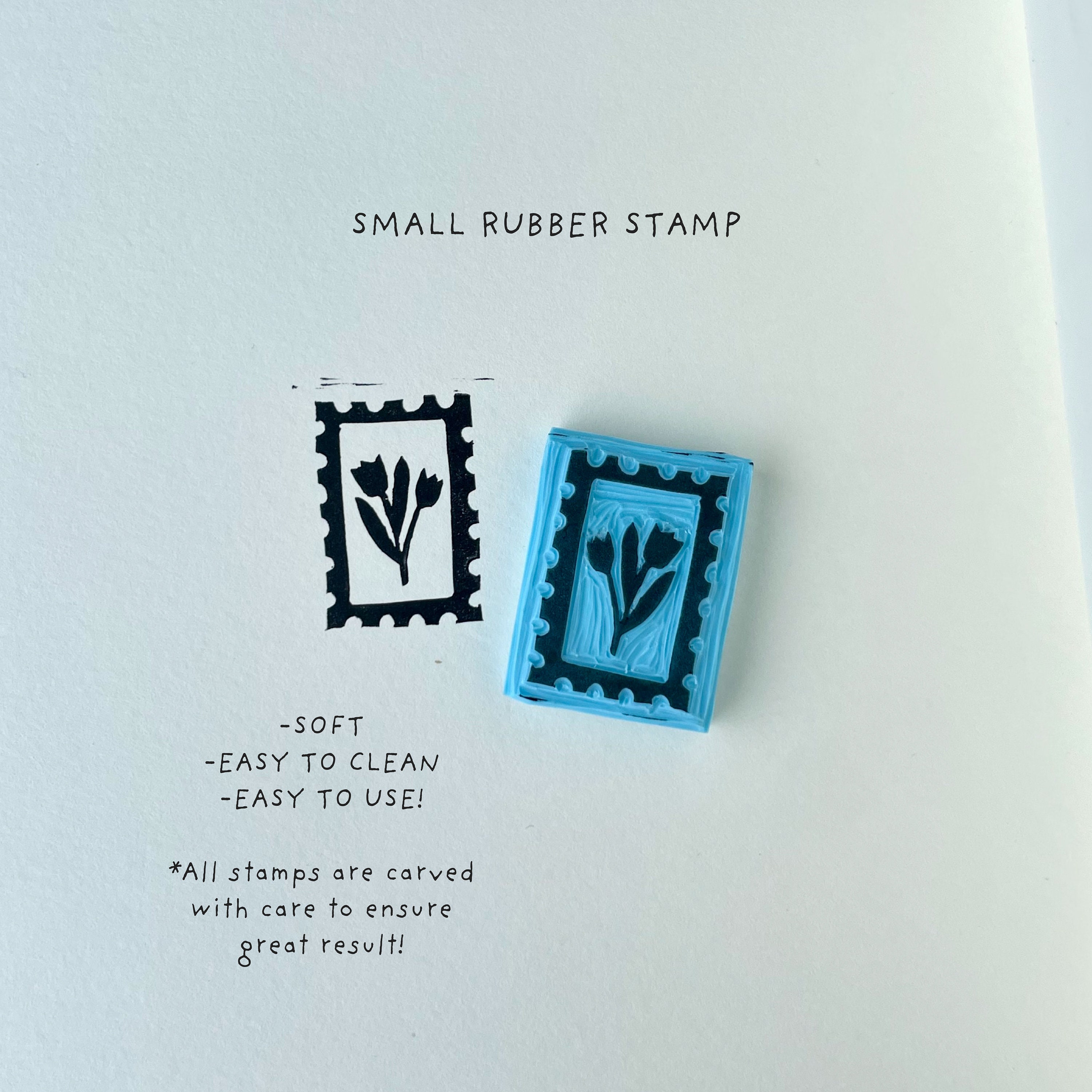 Spring Tulips Rubber Postage Stamp Hand Carved Rubber Stamp Stamping ...