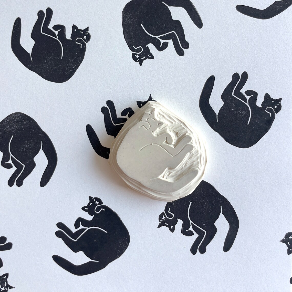 Sleeping Cat Rubber Stamp Hand Carved Rubber Stamp - Etsy
