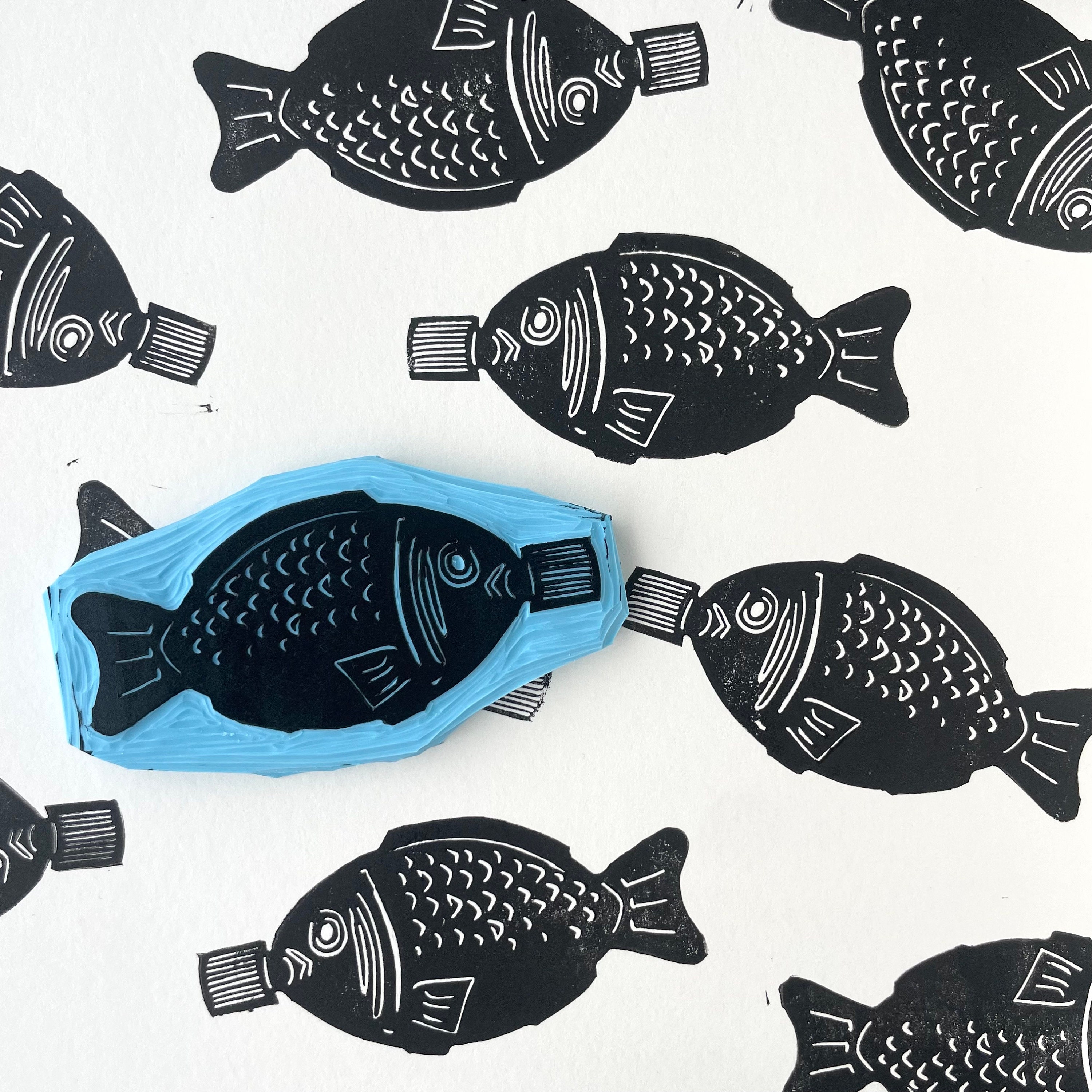 Soyasauce Fish Rubber Stamp Fish Stamp Handcarved Rubber Stamp Cute ...