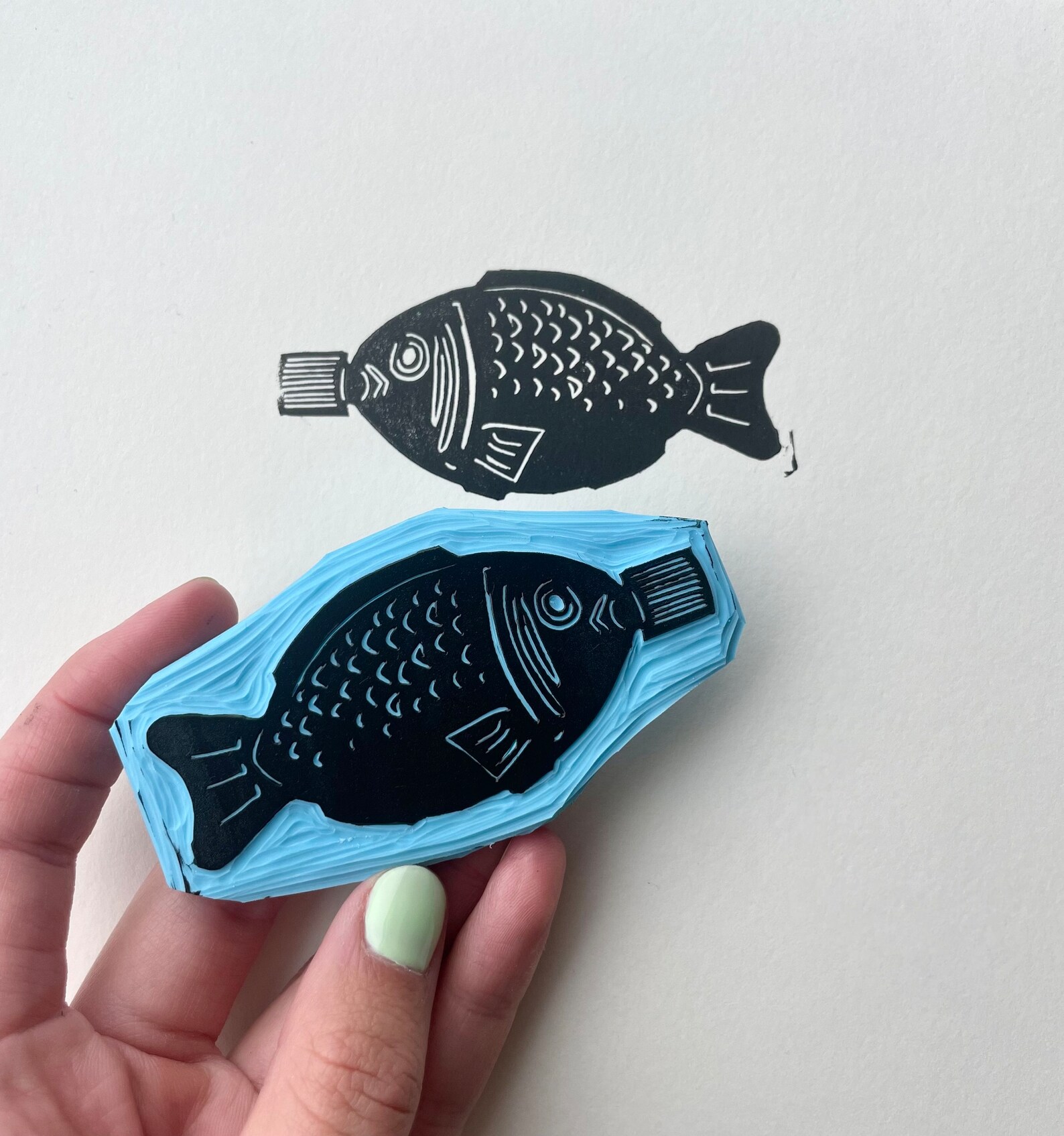 Soyasauce Fish Rubber Stamp Fish Stamp Handcarved Rubber Stamp Cute ...