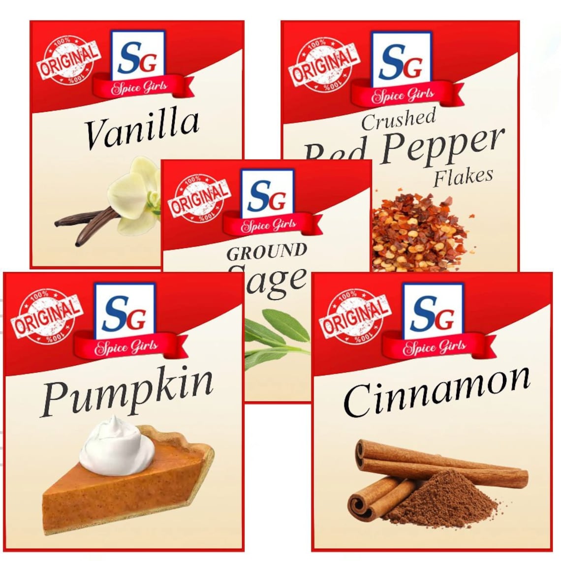 5 Spice Labels, Sublimation, Design for Group Costume - Etsy