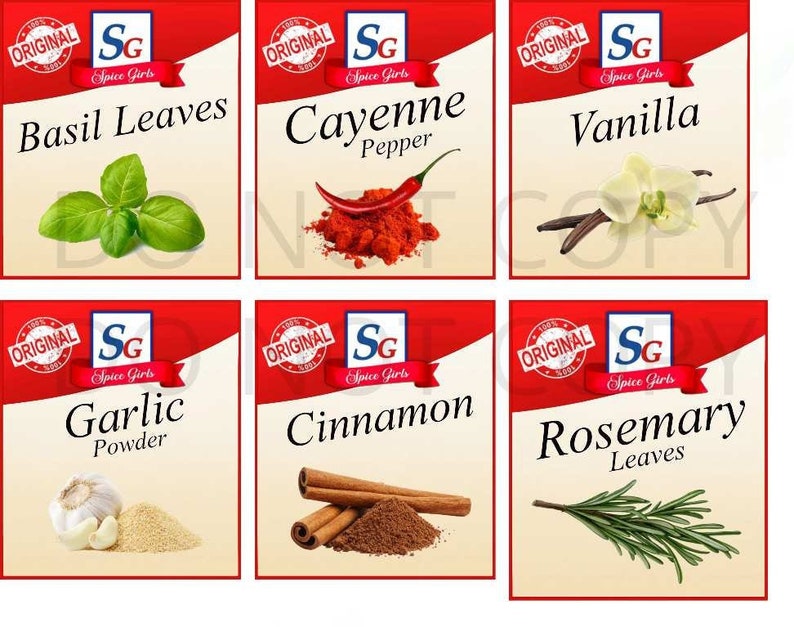 6 Spices Costume Labels PNG for Sublimation; Printing, Costume, Tshirt ...