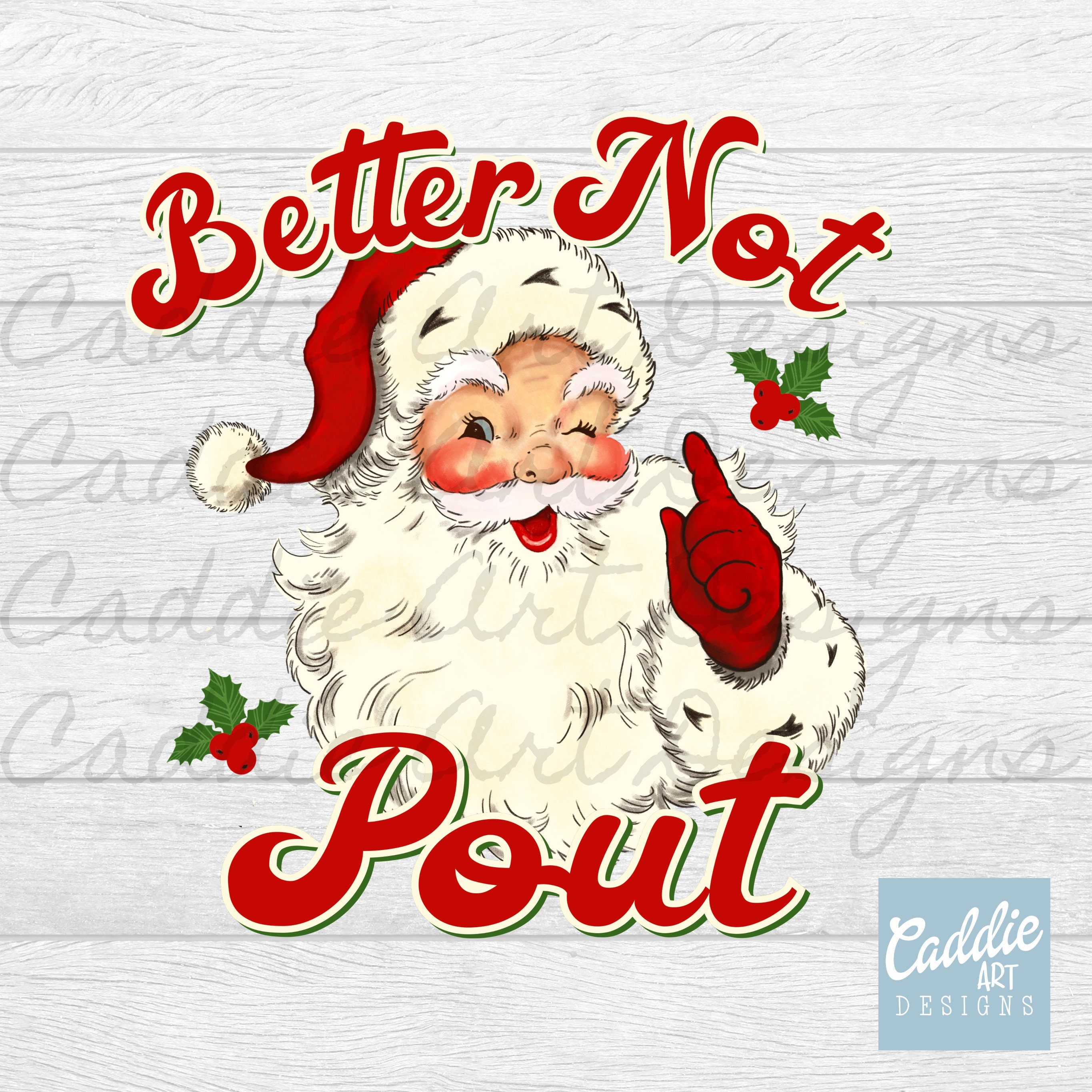 Better Not Pout Png, Christmas PNG, Vintage Santa Png, Instant Download ...
