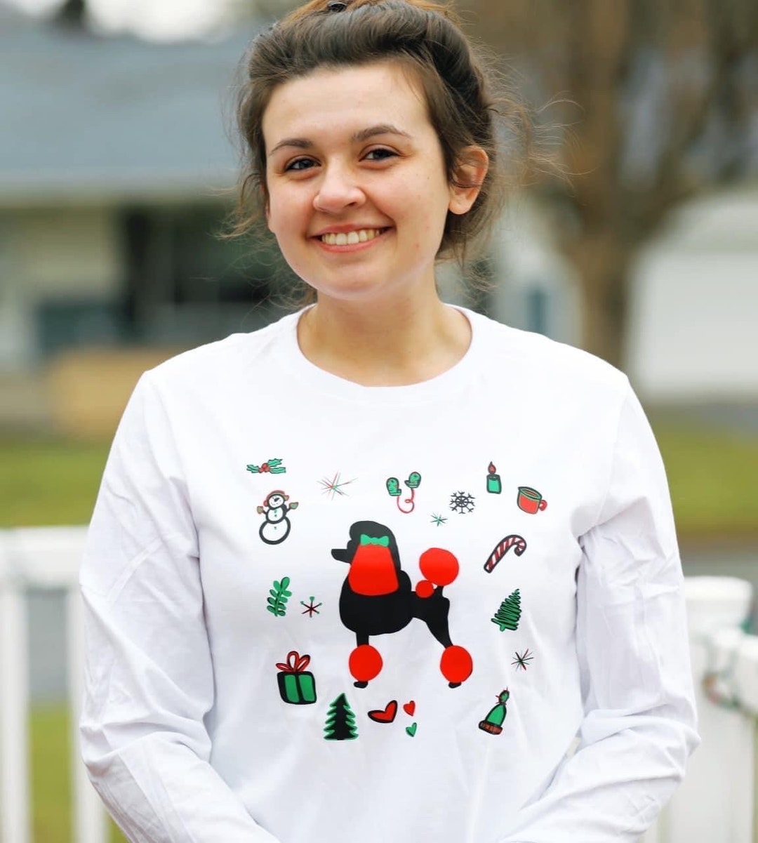 Christmas Poodle Shirt Long Sleeve - Etsy