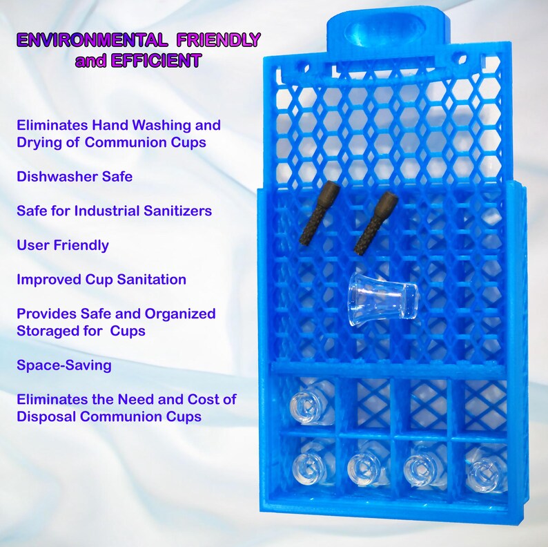 Communion Glass Cup Holder Lt BLUE Dishwasher Sterilizer Safe, Saves ...