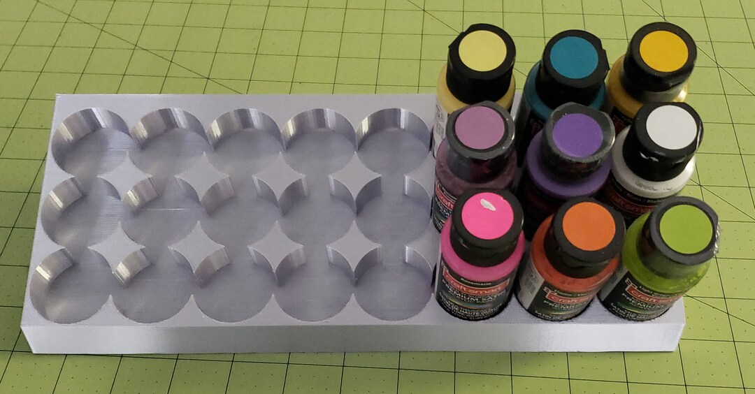 Paint Rack Tray 3D Printed Plastic Storage SILVER Organizer for 24 2oz ...