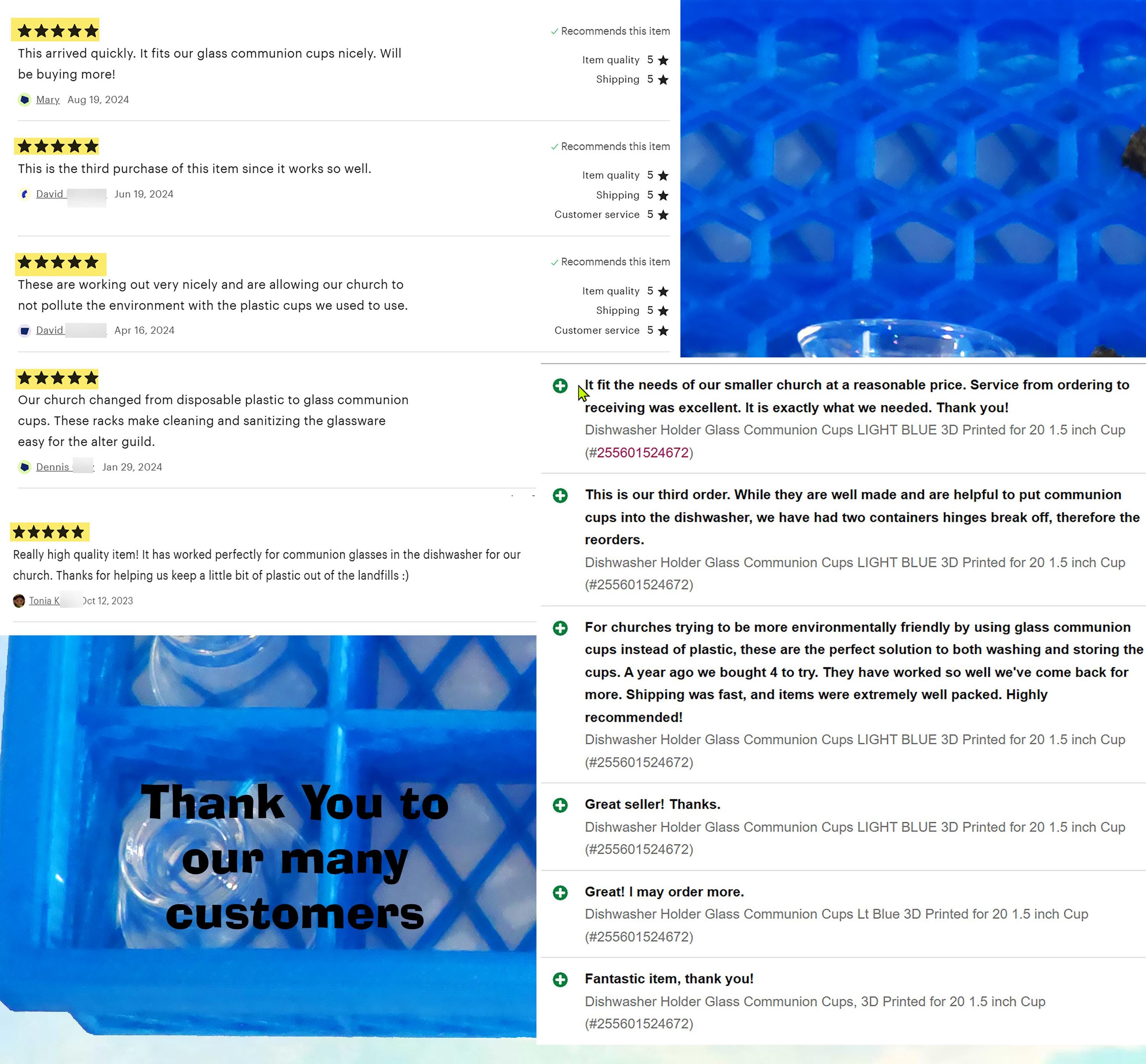 Communion Glass Cup Holder Lt BLUE Dishwasher Sterilizer Safe, Saves ...