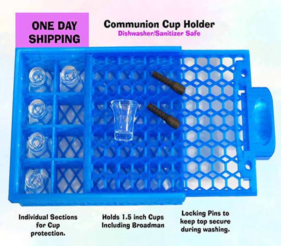 Communion Glass Cup Holder Lt BLUE Dishwasher Sterilizer Safe, Saves ...